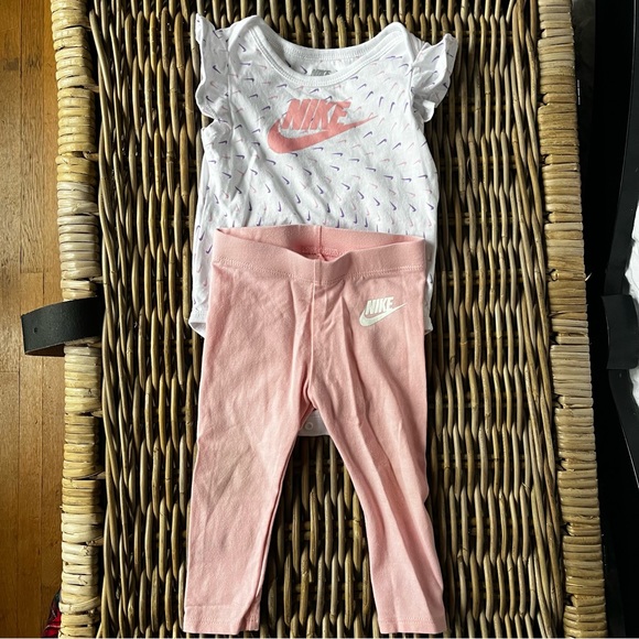 Nike | Matching Sets | Nike 2 Piece Ruffle Shoulder Pink Purple Swoosh ...